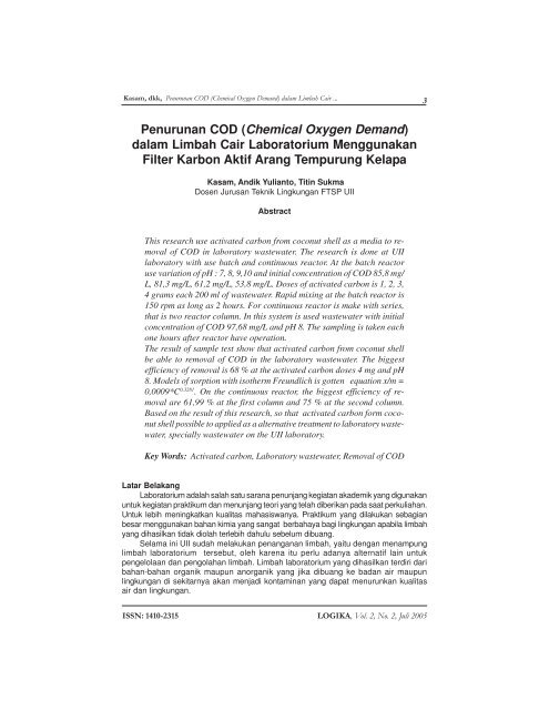 Chemical Oxygen Demand - DPPM UII - Universitas Islam Indonesia