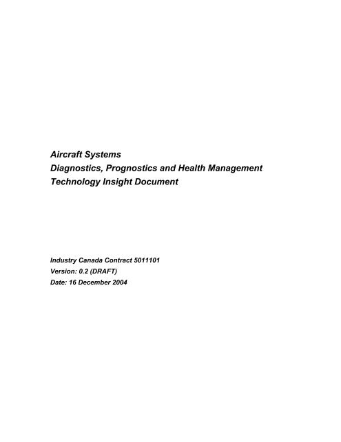 Aircraft Systems Diagnostics, Prognostics and Health Management ...
