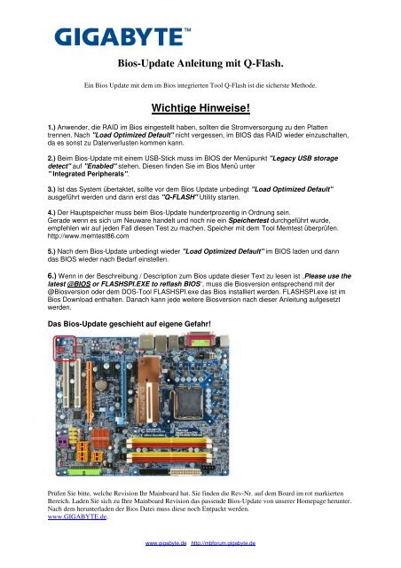 Bios-Update Anleitung mit Q-Flash. Wichtige Hinweise! - GIGABYTE Forum