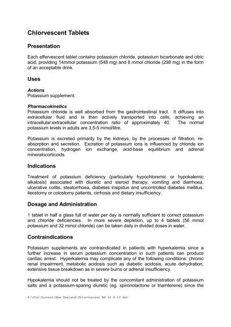 Chlorvescent Tablets - Medsafe