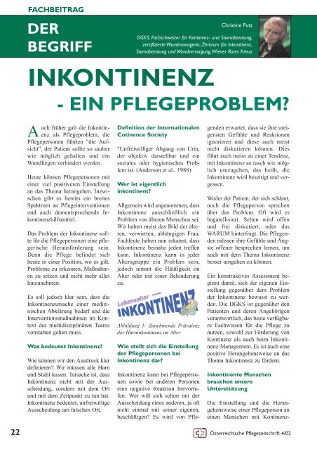 inkontinenz - ein pflegeproblem?