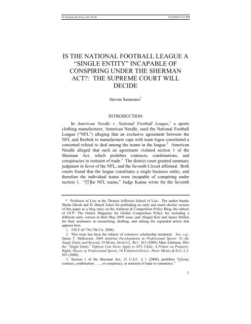 Steven Semeraro - Thomas Jefferson Law Review