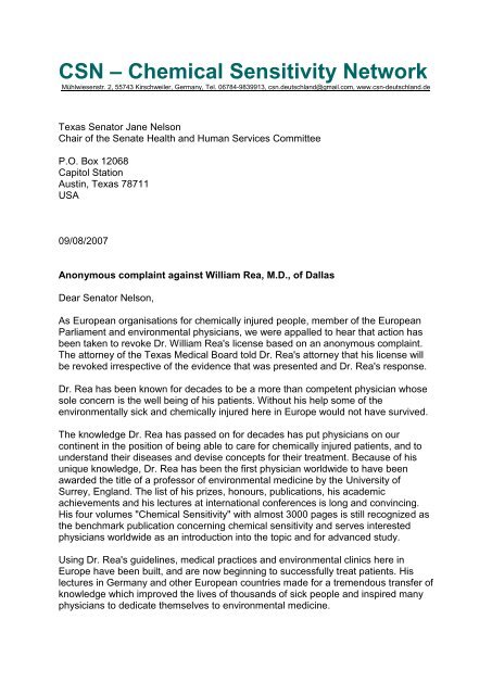 CSN – Chemical Sensitivity Network