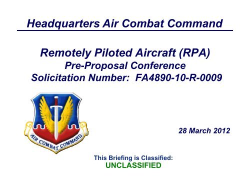 Headquarters Air Combat Command Remotely Piloted Aircraft (RPA)