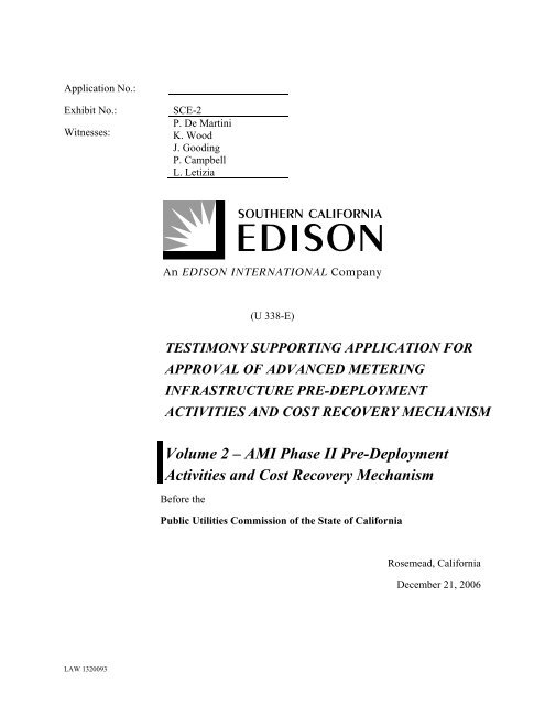 AMI Phase II Pre-Deployment Activities and Cost Recovery ...