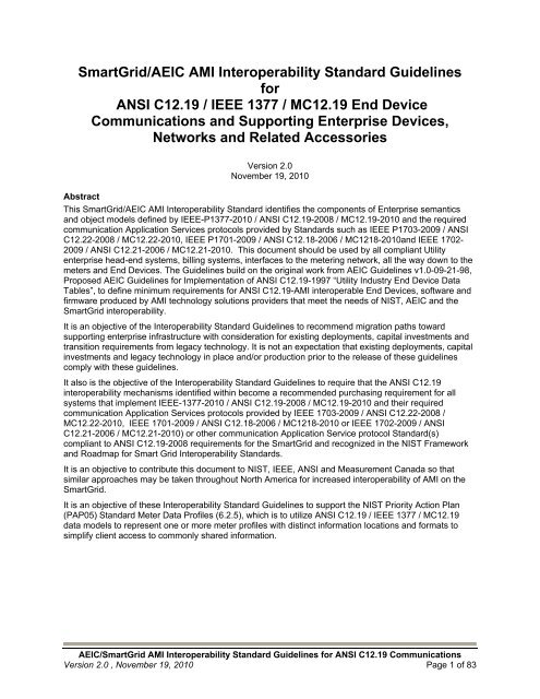 SmartGrid/AEIC AMI Interoperability Standard Guidelines