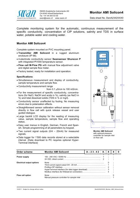 Data Sheet Monitor AMI Solicon4 - WJF Instrumentation