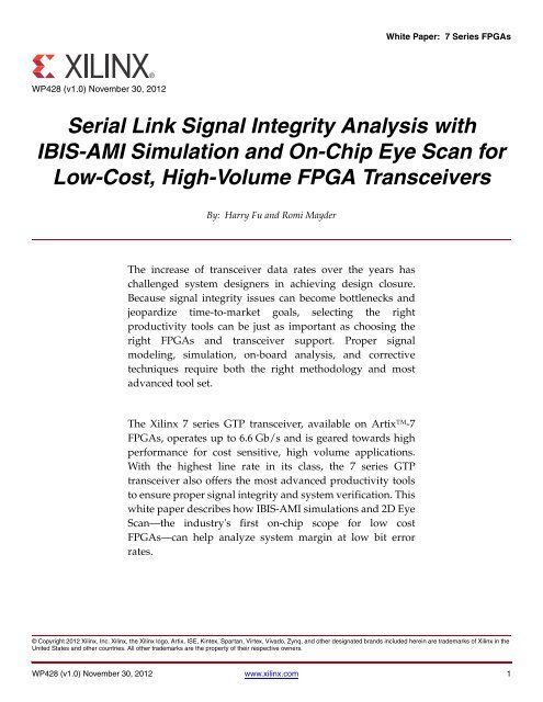 Serial Link Signal Integrity Analysis with IBIS-AMI Simulation ... - Xilinx