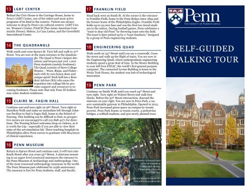 SELF-GUIDED WALKING TOUR - Penn Admissions - University of ...