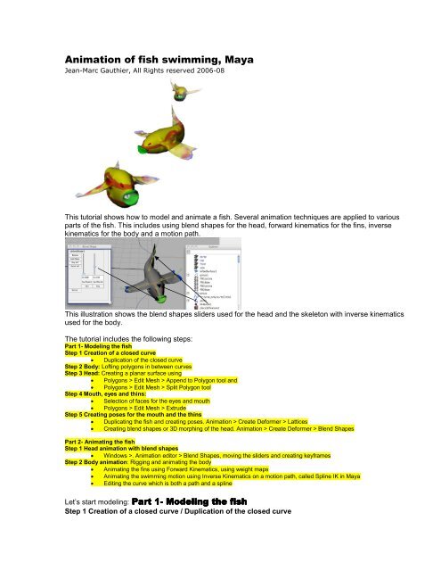 Animation of fish swimming, Maya - Tinkering.net