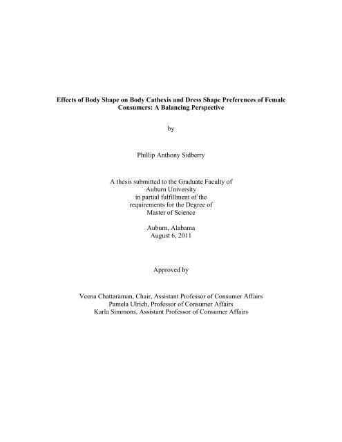 Effects of Body Shape on Body Cathexis - Auburn University ...