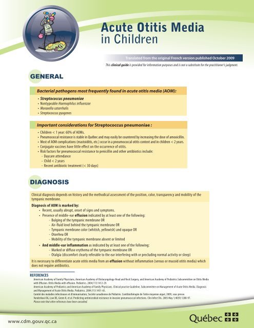 Acute Otitis Media in Children - INESSS