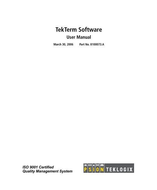 TekTerm Software User Manual - Mobile Computing Solutions Austria