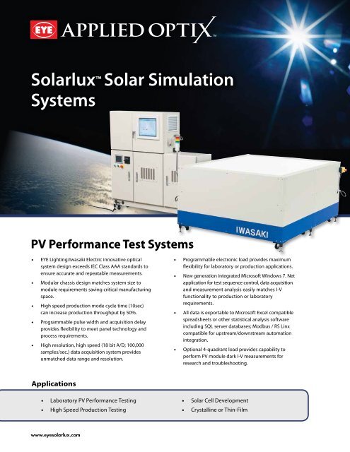 Solarlux™ Solar Simulation Systems - EYE Applied Optics