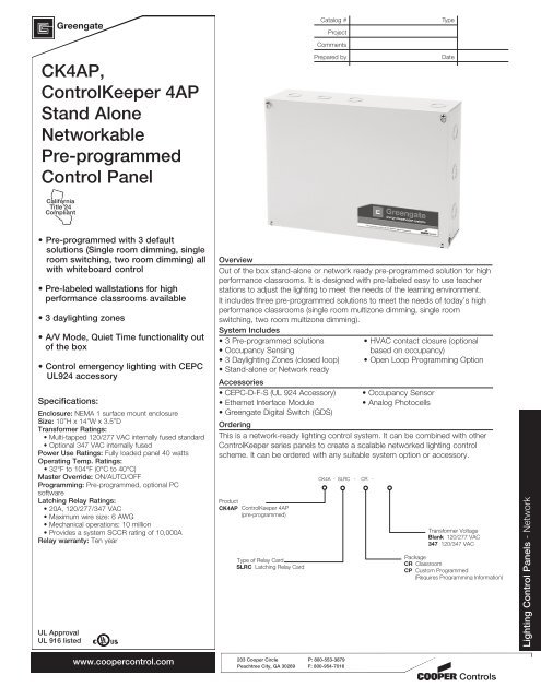 CK4AP Spec Sheet - Cooper Industries