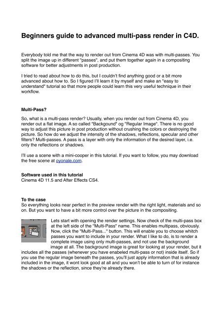 Beginners guide to advanced multi-pass render in C4D. - Download ...