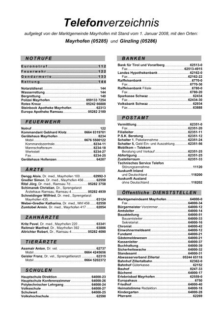 Telefonverzeichnis