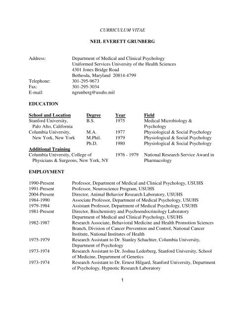 neil everett grunberg - Uniformed Services University of the Health ...