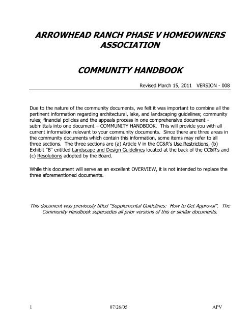 arrowhead ranch phase v homeowners association ... - Sierra Verde
