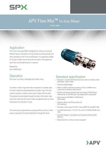 APV Flex-Mix™ In-line Mixer - SPX
