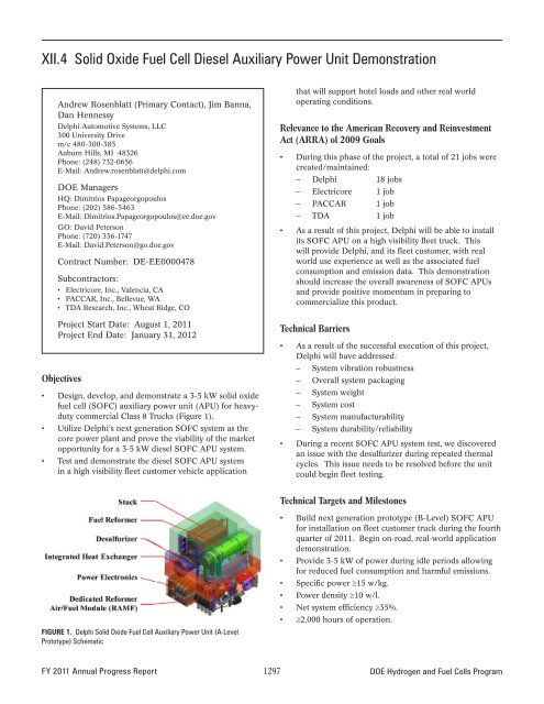 Solid Oxide Fuel Cell Diesel Auxiliary Power Unit Demonstration ...