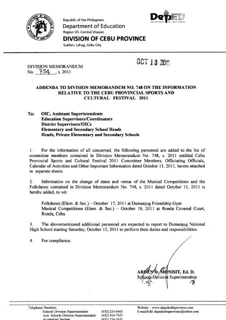 Department of Education - DepEd Cebu Province Department of Education - DepEd Cebu Province
