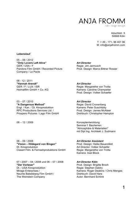 cv deutsch - ANJA FROMM
