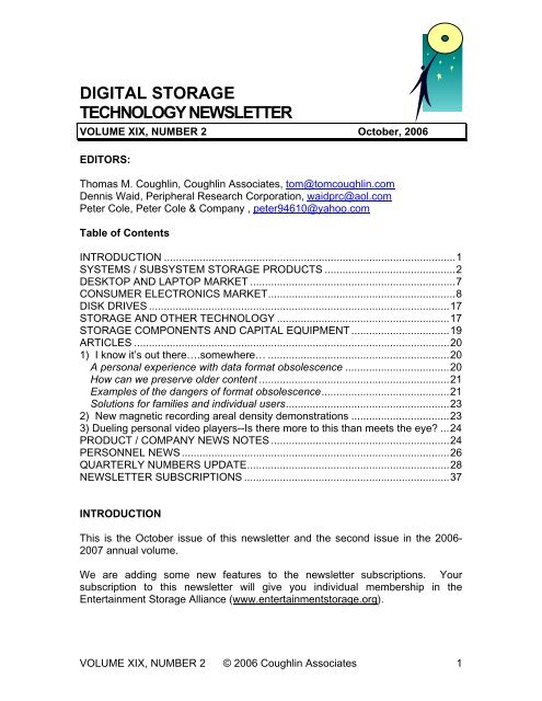 digital storage technology newsletter - Coughlin Associates