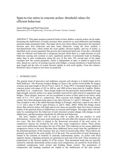 Span-to-rise ratios in concrete arches: threshold ... - Arch Bridges