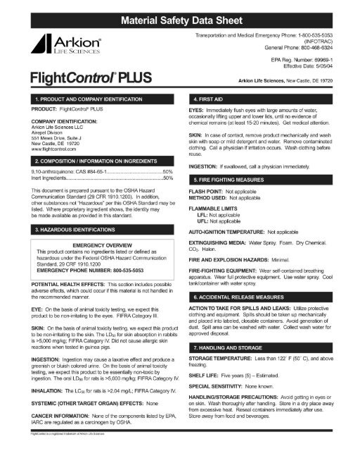 MSDS Sheet - Flight Control