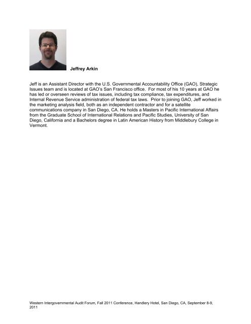 Jeffrey Arkin Jeff is an Assistant Director with the U.S ...