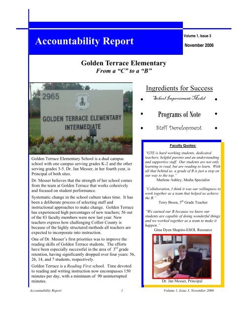 Accountability Report Golden Terrace Elementary From a “C”