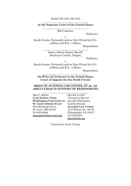 Brief of Amici Curiae - Juvenile Law Center