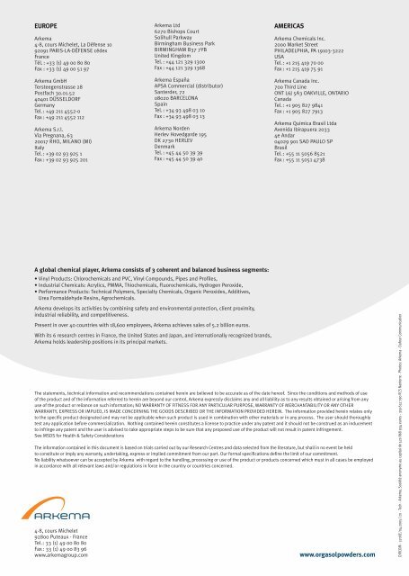 ARKEMA ORGASOL INDUSTRIE EXE - Tetrachim Distribution