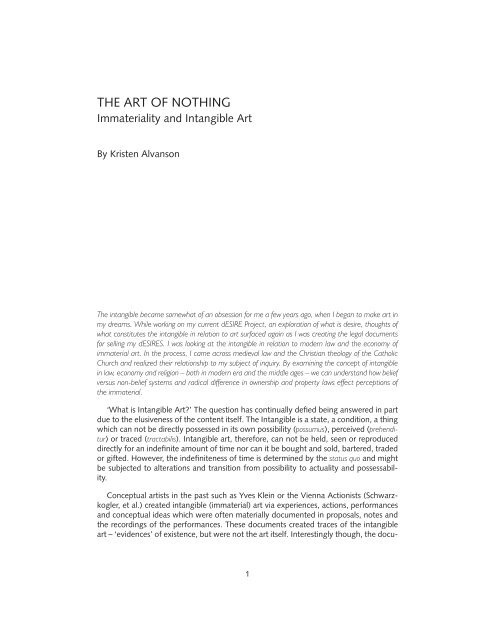 The ArT of NoThiNg - Kristen Alvanson