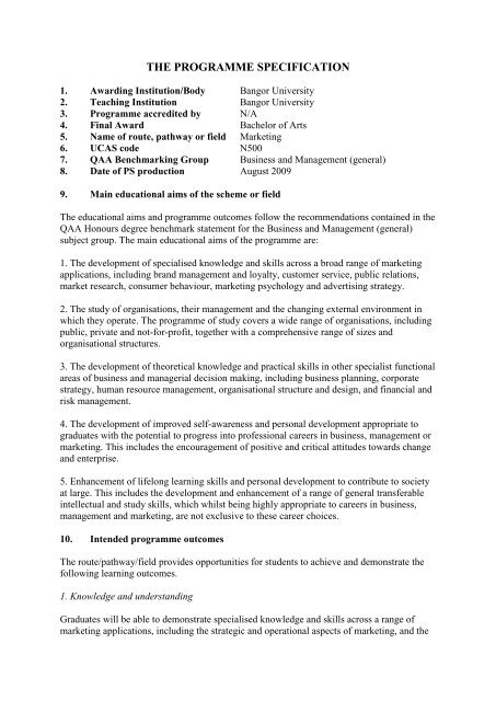 Programme specification 2 - Bangor University