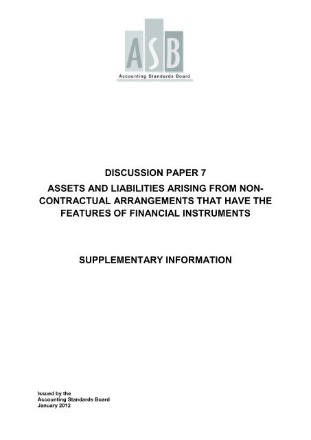 discussion paper 7 assets and liabilities arising from non - the ASB