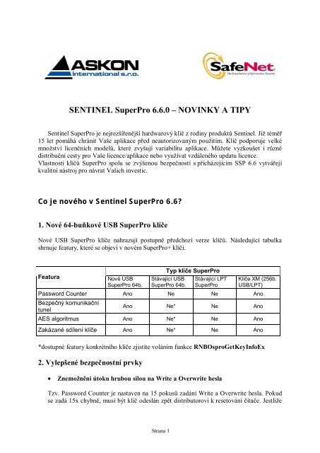 SENTINEL SuperPro 6.6.0 – NOVINKY A TIPY - ASKON ...