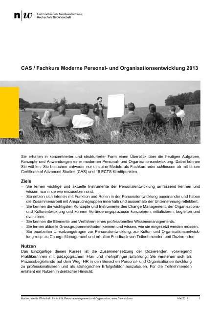 CAS / Fachkurs Moderne Personal- und Organisationsentwicklung ...