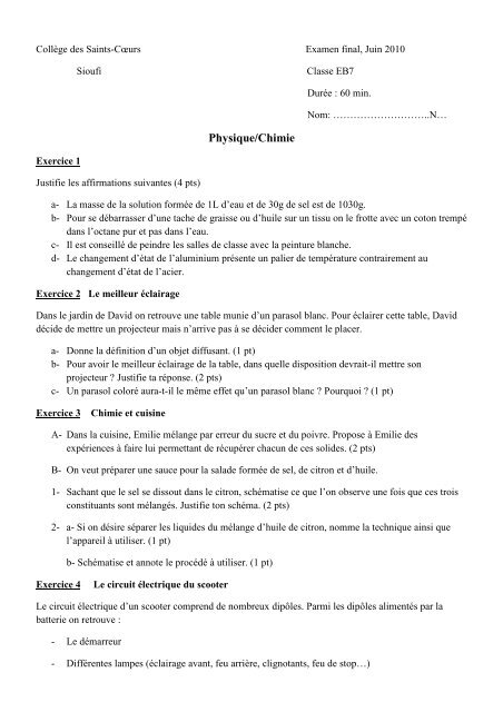 exercice chimie eaux PDF Cours,Exercices ,Examens