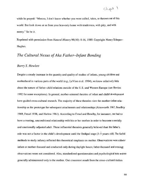 The Cultural Nexus of Aka Father-Infant Bonding