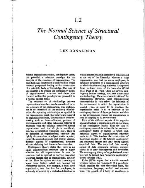 The Normal Science of Structural Contingency Theory - Information ...