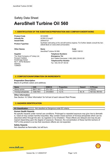 AeroShell Turbine Oil 560 - Ovenon