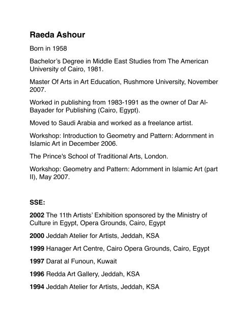 Raeda Ashour - Al Mansouria Foundation