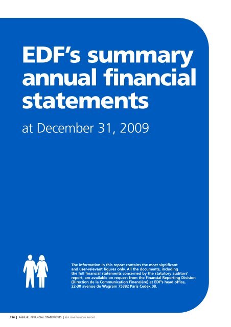 EDF's summary annual financial statements