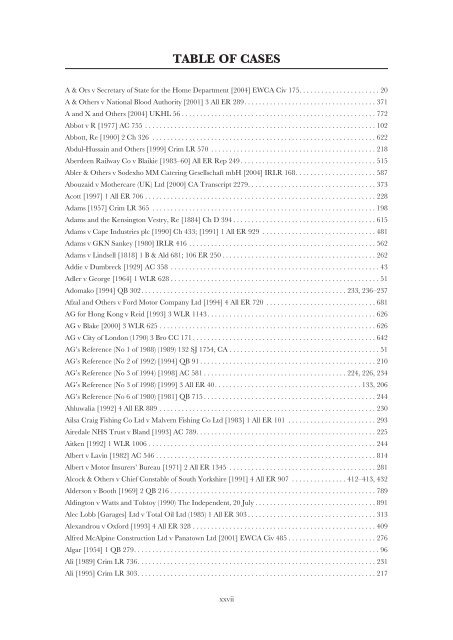 TABLE OF CASES - Law