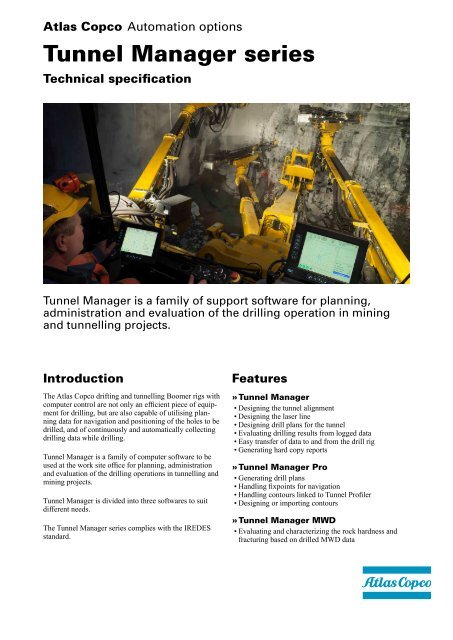Technical specification Tunnel Manager - Atlas Copco
