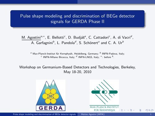Pulse shape modeling and discrimination of BEGe detector signals ...