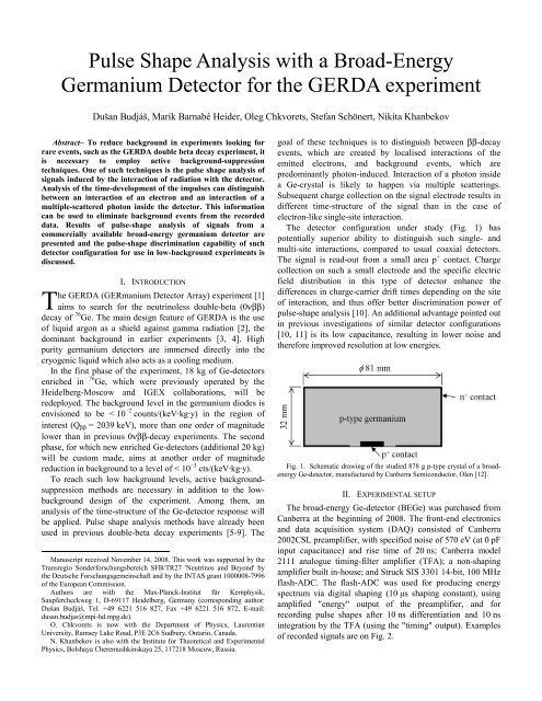 Pulse Shape Analysis with a Broad-Energy Germanium Detector for ...