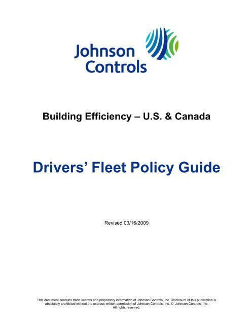 Drivers' Fleet Policy Guide - Johnson Controls Inc.